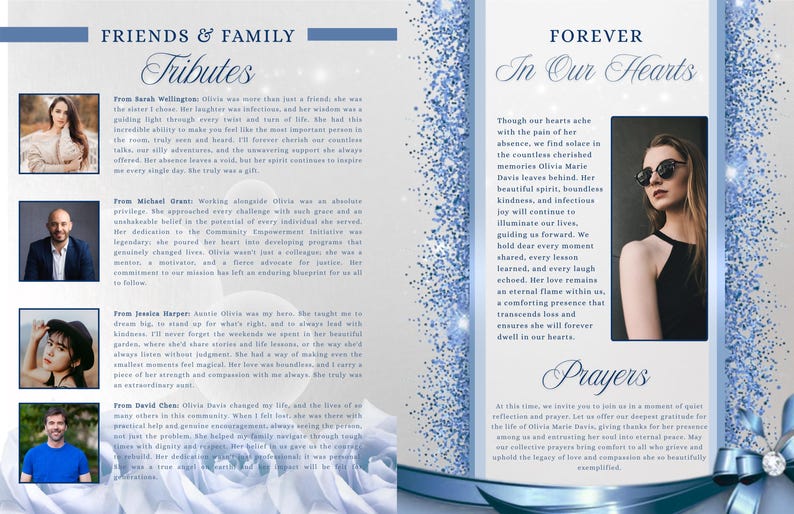 Gray Blue Funeral Program Template: Modern Minimalist Obituary (8.5x11 ...