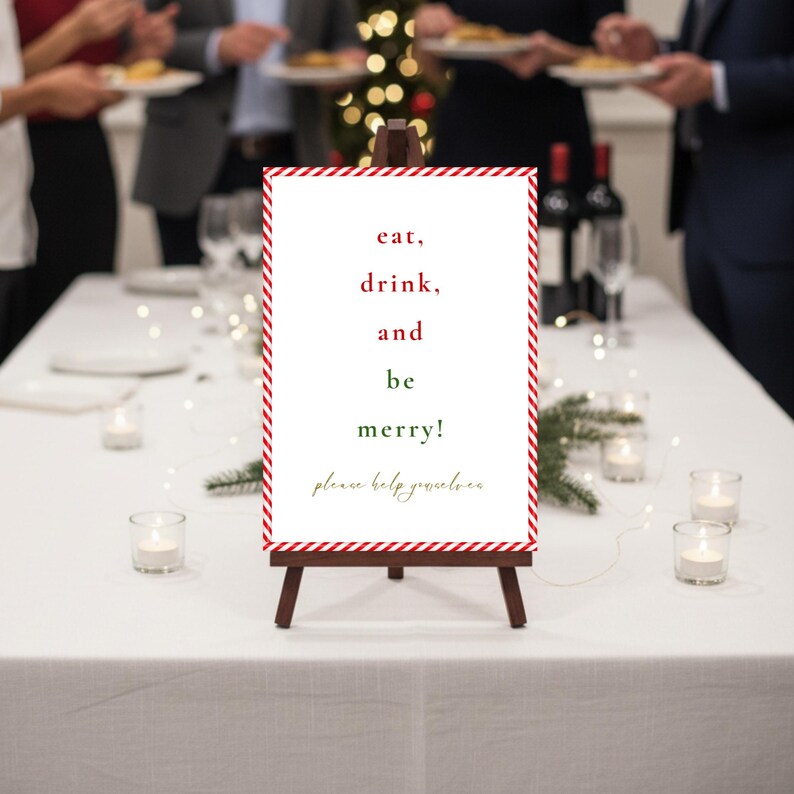 Editable Christmas Food Sign Template, Eat Drink & Be Merry (digital ...