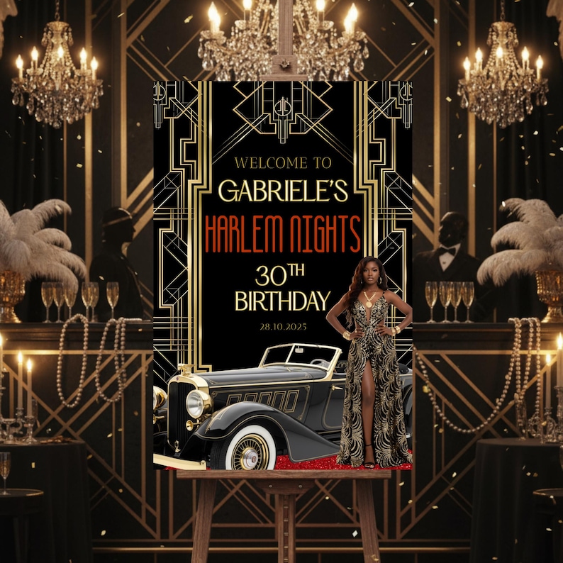 Harlem Nights Gatsby Welcome Sign, Roaring 20s Party Decor (digital ...
