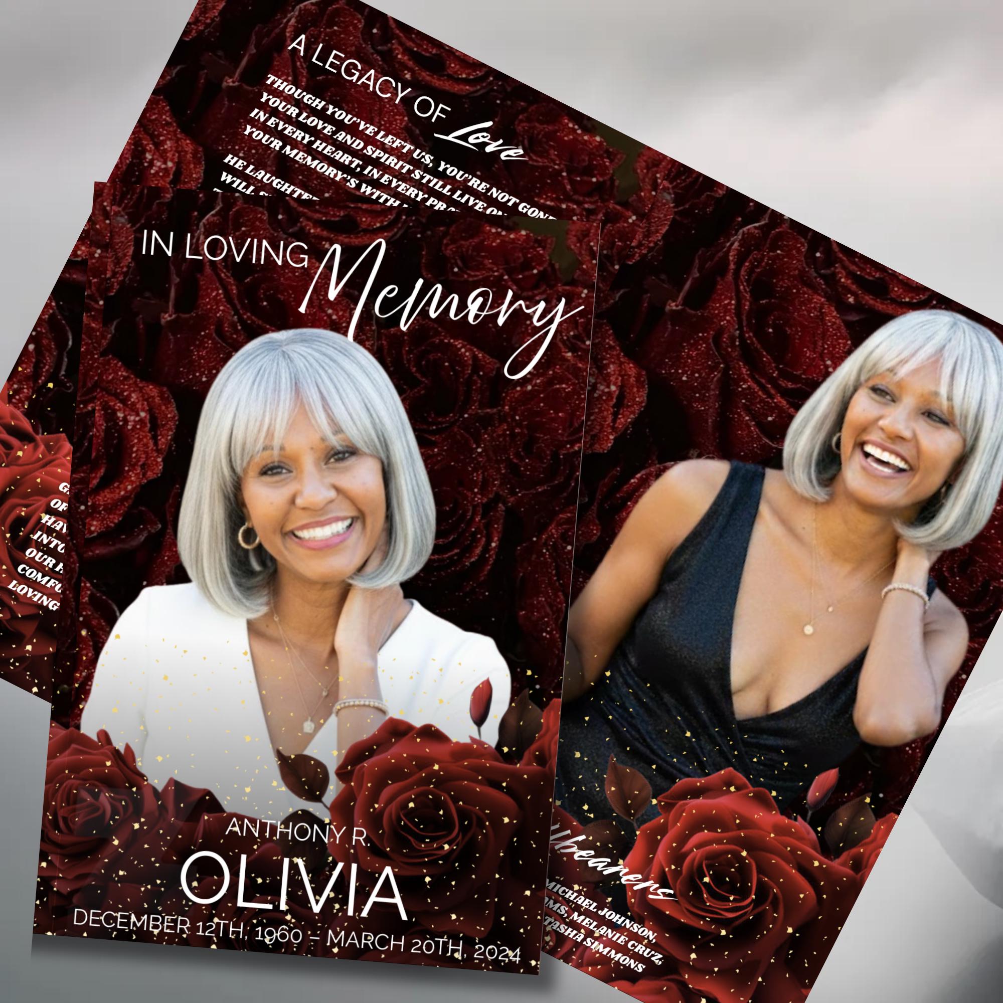 8 Pages Red Funeral Program Template, Customizable Canva Design ...