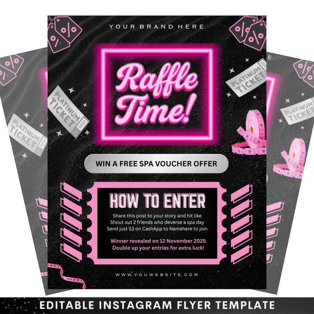 Editable Raffle Flyer Template, Beauty Salon Promotion (canva Design ...