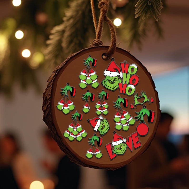 Grinch Christmas SVG Laser Cut Bundle, Holiday Ornaments (digital ...