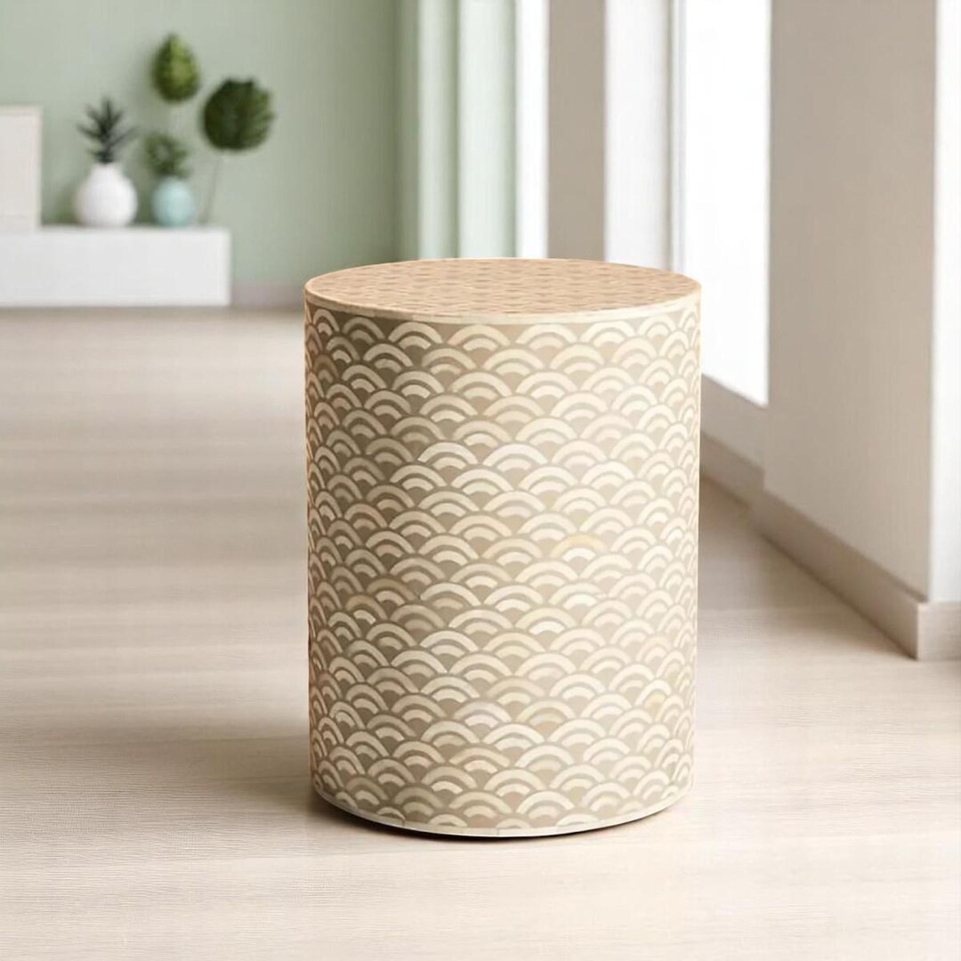 Bone Inlay Fish Scale Side Table Grey - Etsy