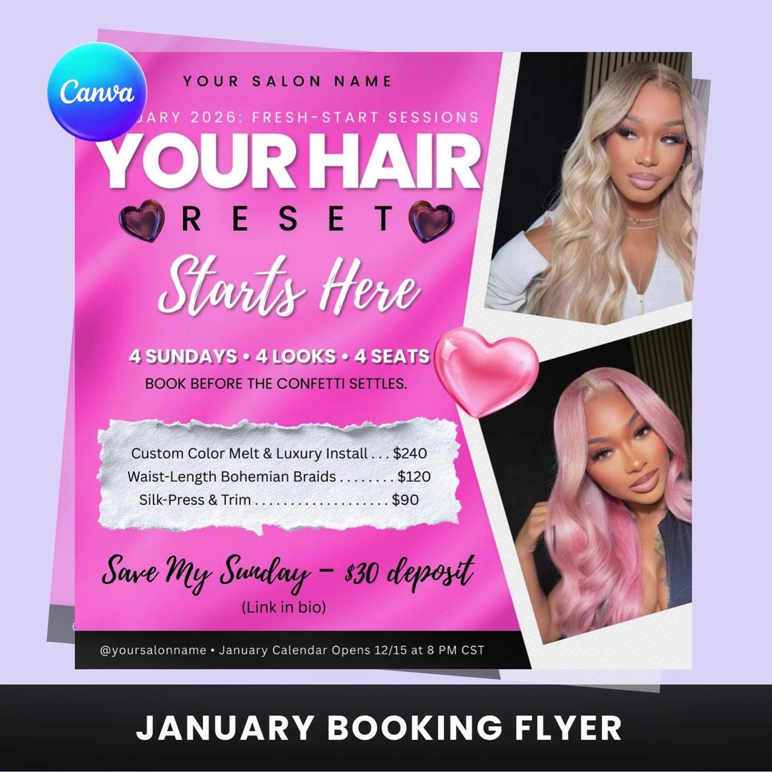 January Hair Reset Flyer – Editable Canva Template – Salon & Beauty ...