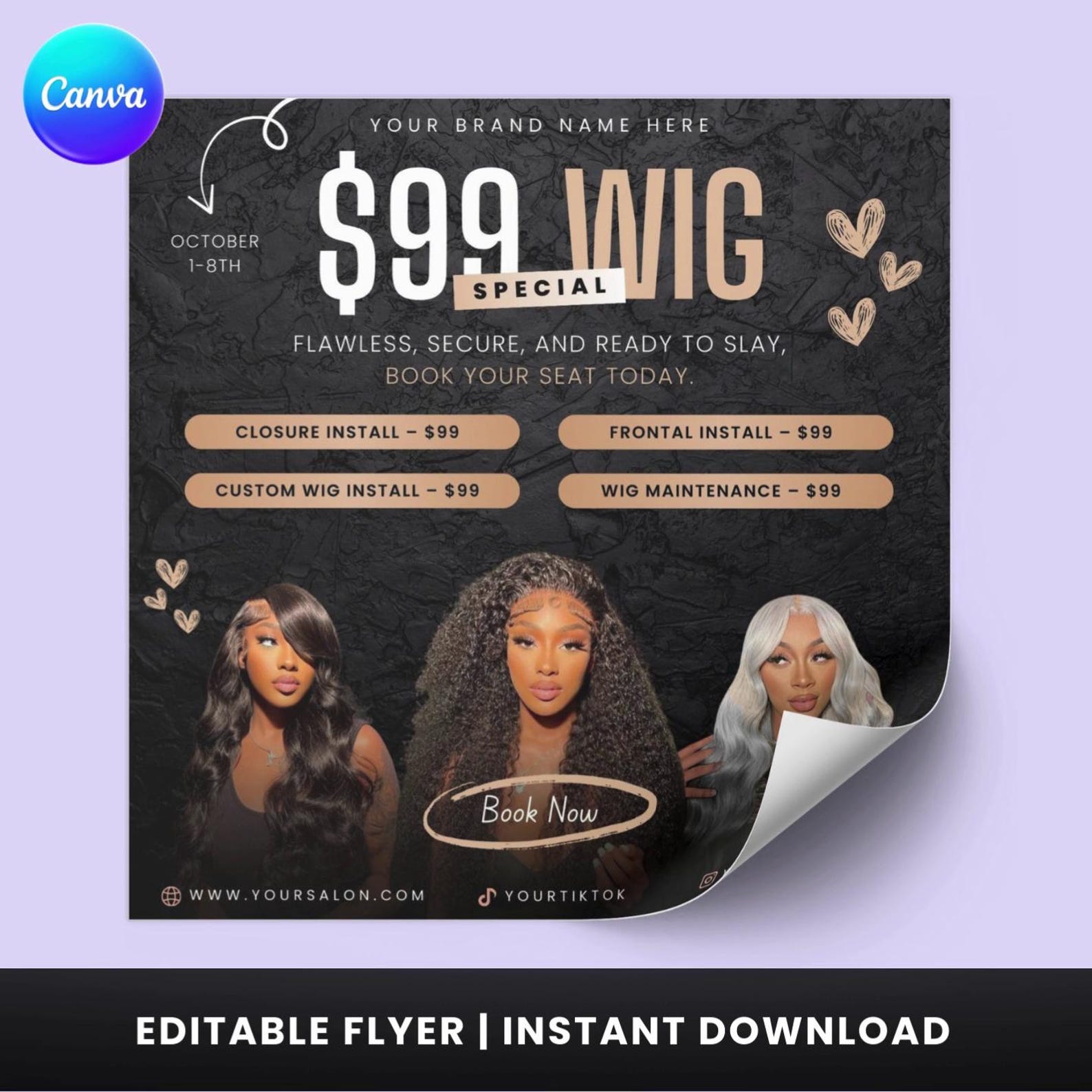 Wig Special Flyer Template: Hair Salon Promo (digital Download) - Etsy