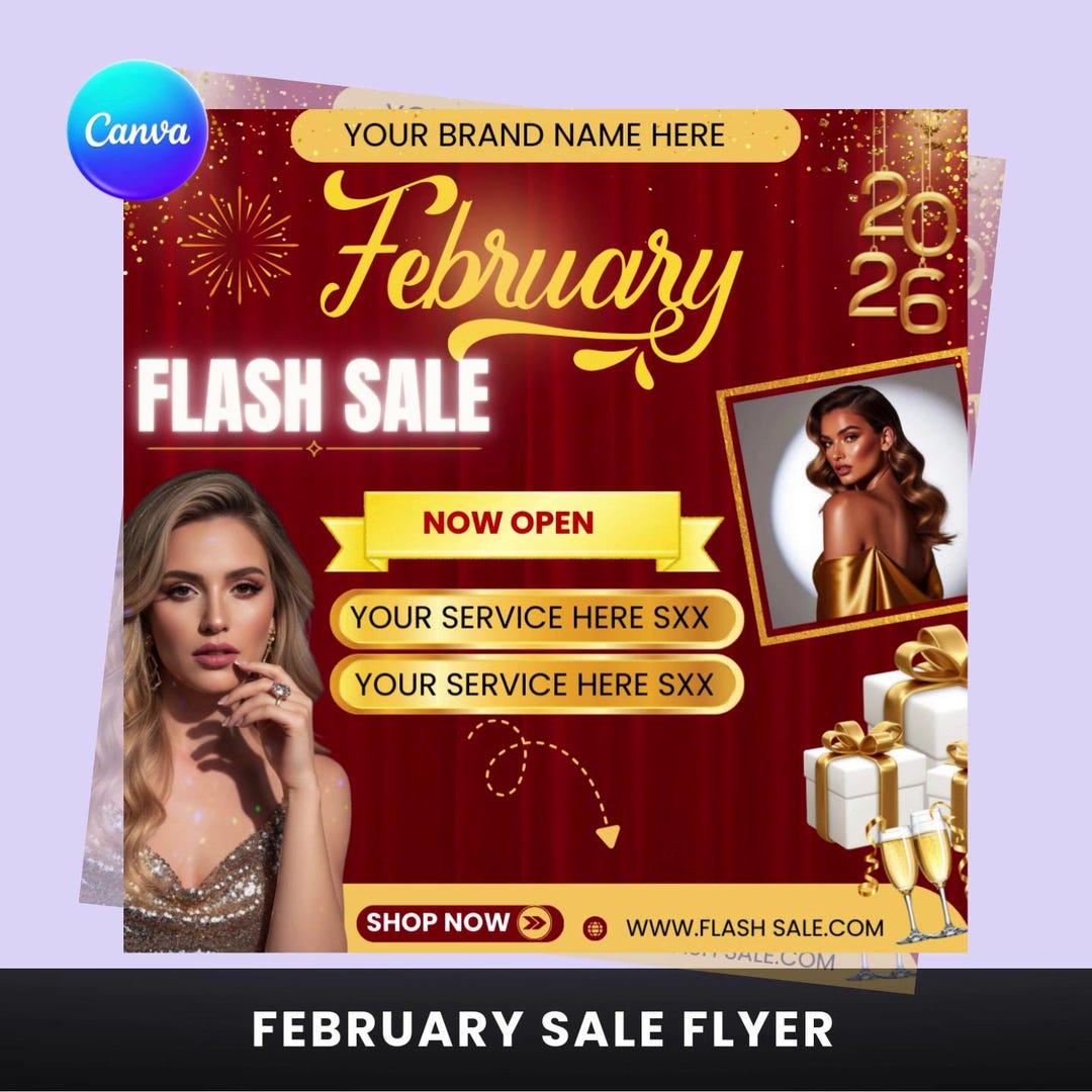 Luxury February Flash Flyer | Beauty Salon Canva Template (digital ...