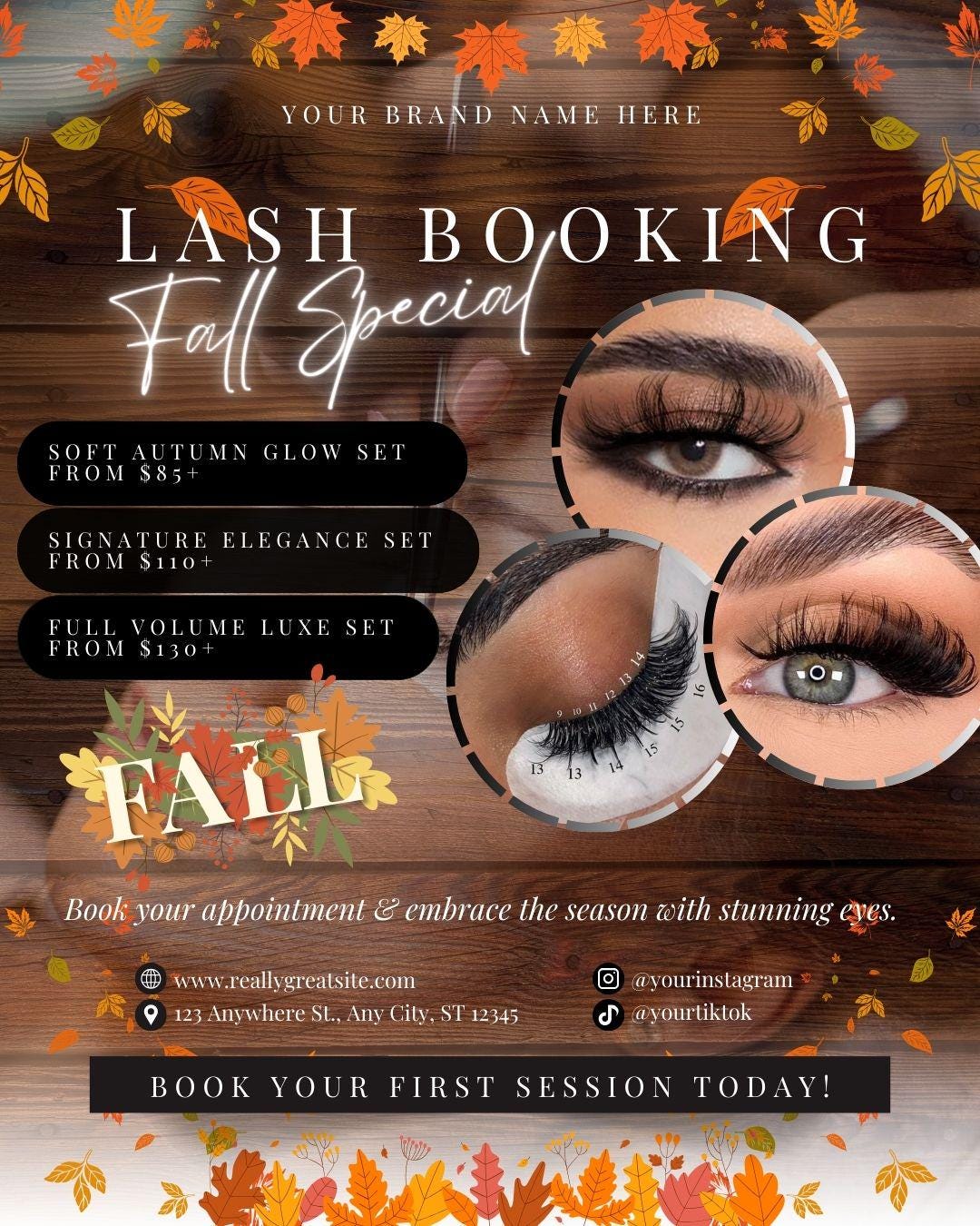 Fall Lash Booking Flyer – Editable Canva Template – Eyelash Extension ...