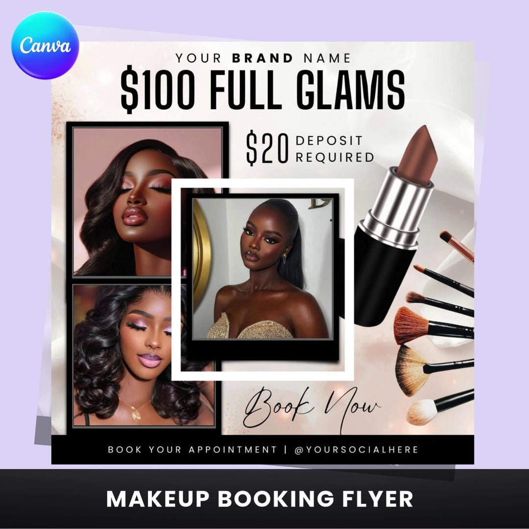 Makeup Booking Flyer – Editable Canva Template (digital Download) - Etsy