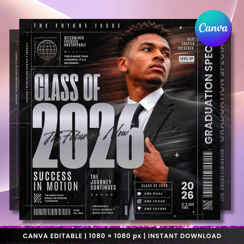 Graduation Flyer Class of 2026 Canva Template | Success in Motion ...