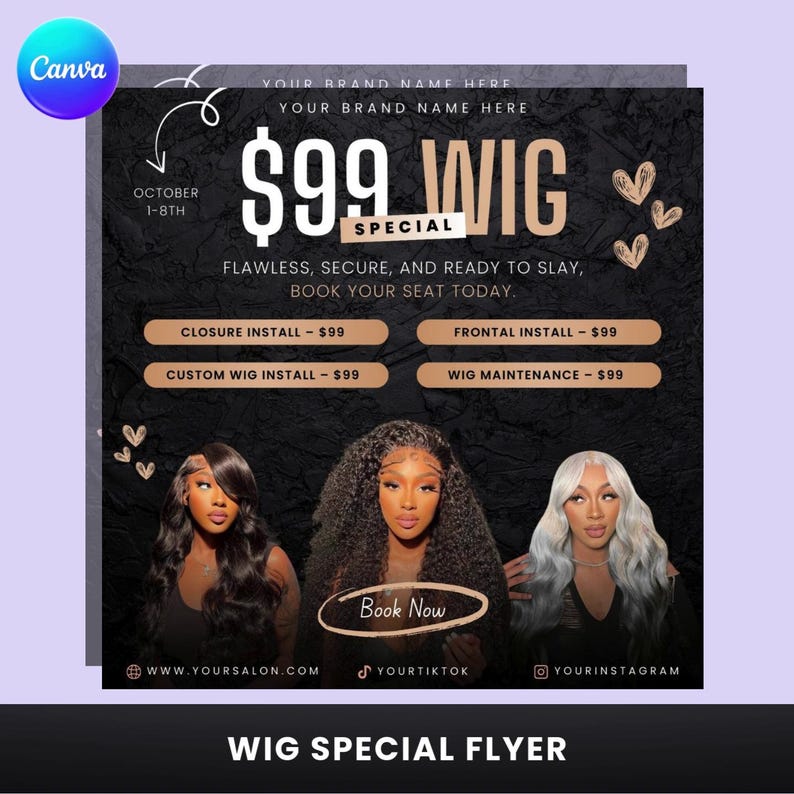Wig Special Flyer Template: Hair Salon Promo (digital Download) - Etsy
