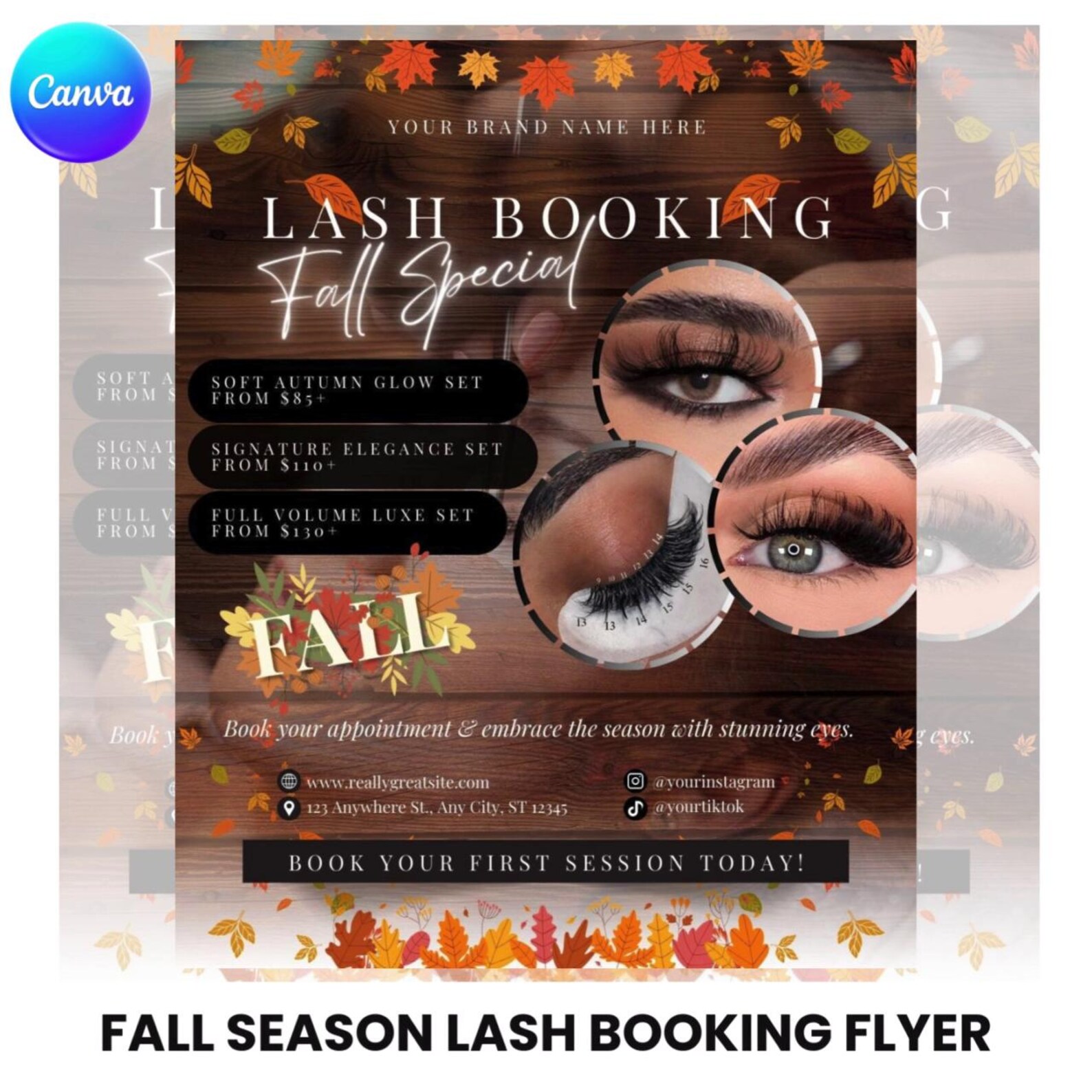 Fall Lash Booking Flyer – Editable Canva Template – Eyelash Extension ...