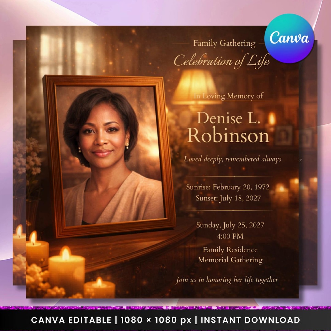 Celebration of Life Flyer Template | Memorial Gathering Invitation ...