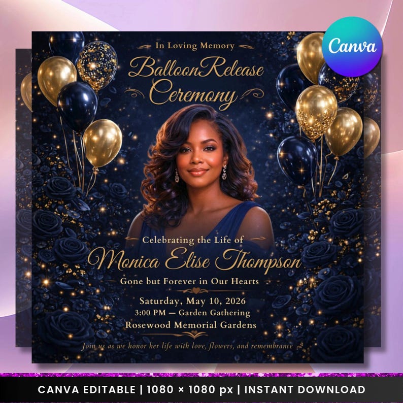 Memorial Balloon Release Ceremony Flyer | Navy Gold Funeral ...