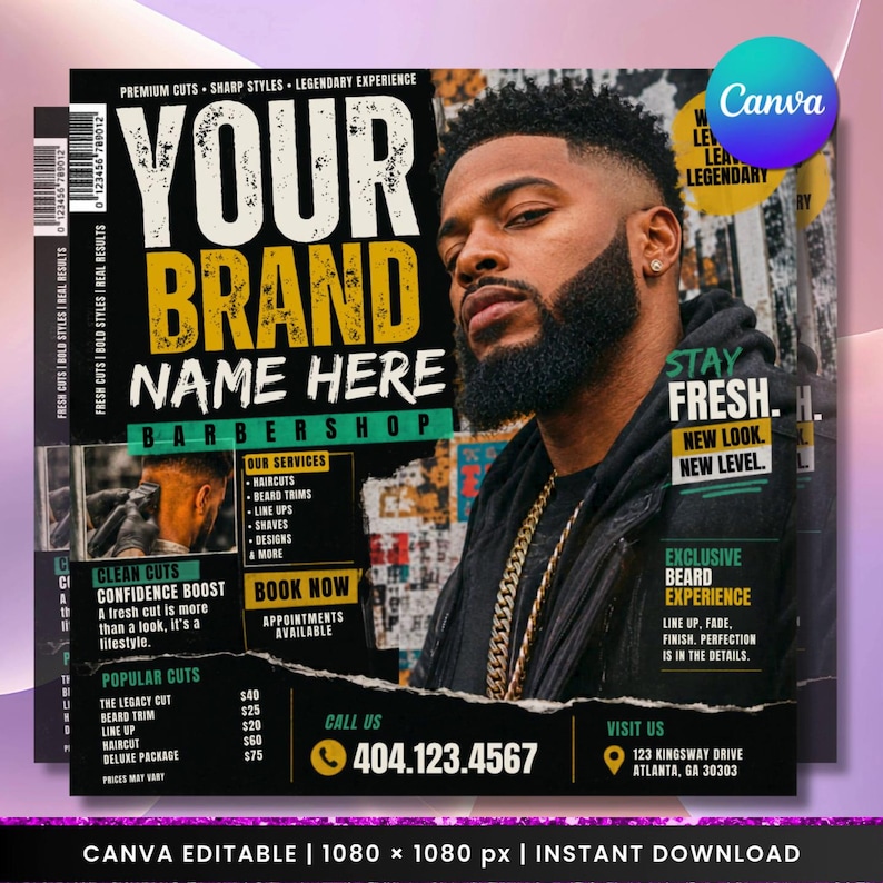 Barbershop Flyer Template | Modern Service Menu, Price List (digital ...