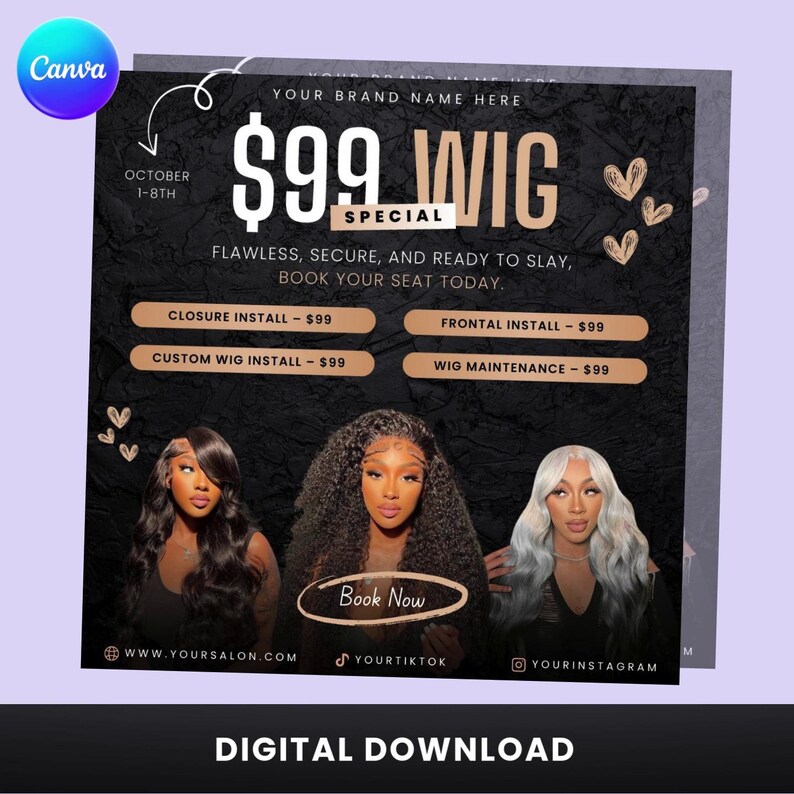 Wig Special Flyer Template: Hair Salon Promo (digital Download) - Etsy