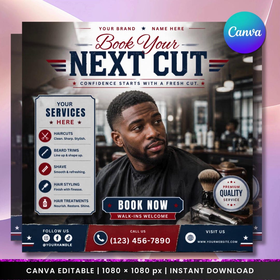 Classic Barbershop Flyer Template | Grooming & Haircut Services Menu ...
