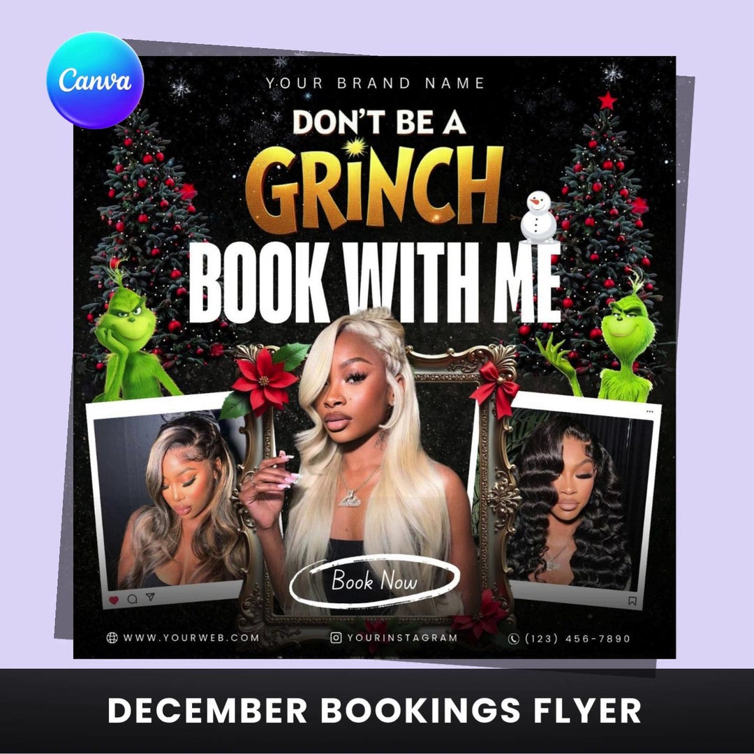 Don’t Be a Grinch Flyer – Editable Canva Template | Hair Stylist ...