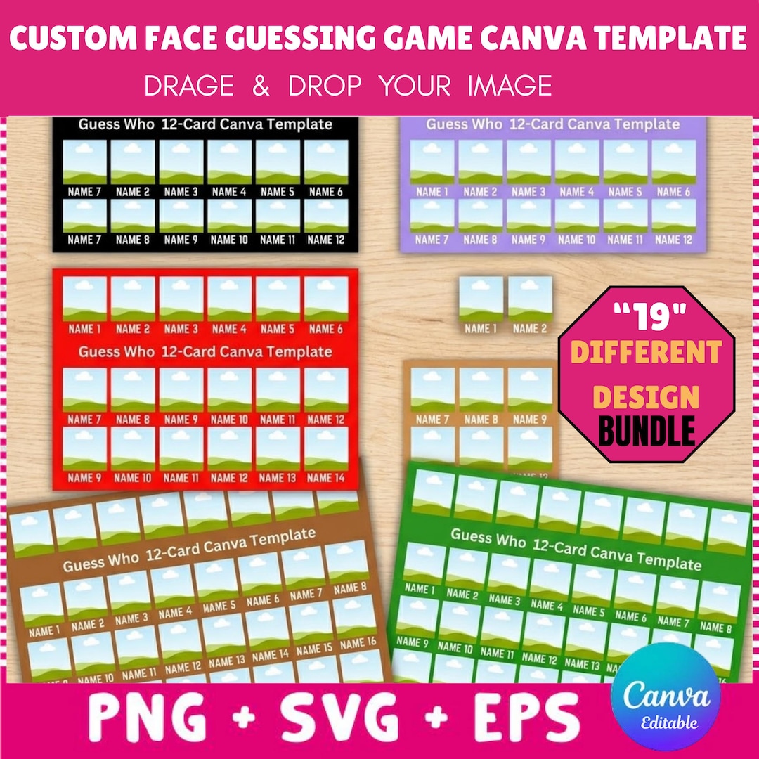 Custom Face Guessing Game Canva Template | Editable Party Game (digital ...