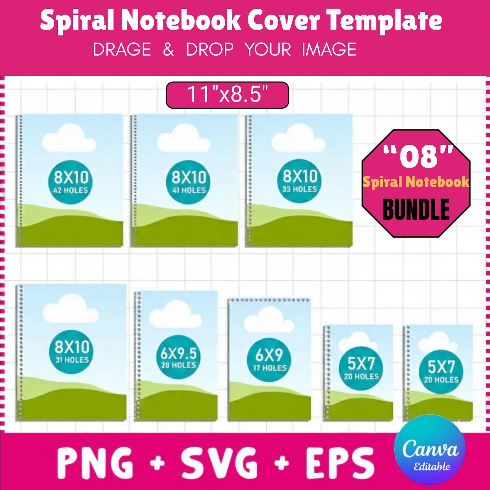 Spiral Notebook Cover Template | Back to School Canva Editable ...