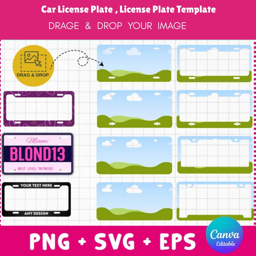 Canva Editable Car License Plate Template | SVG PNG Files - Etsy