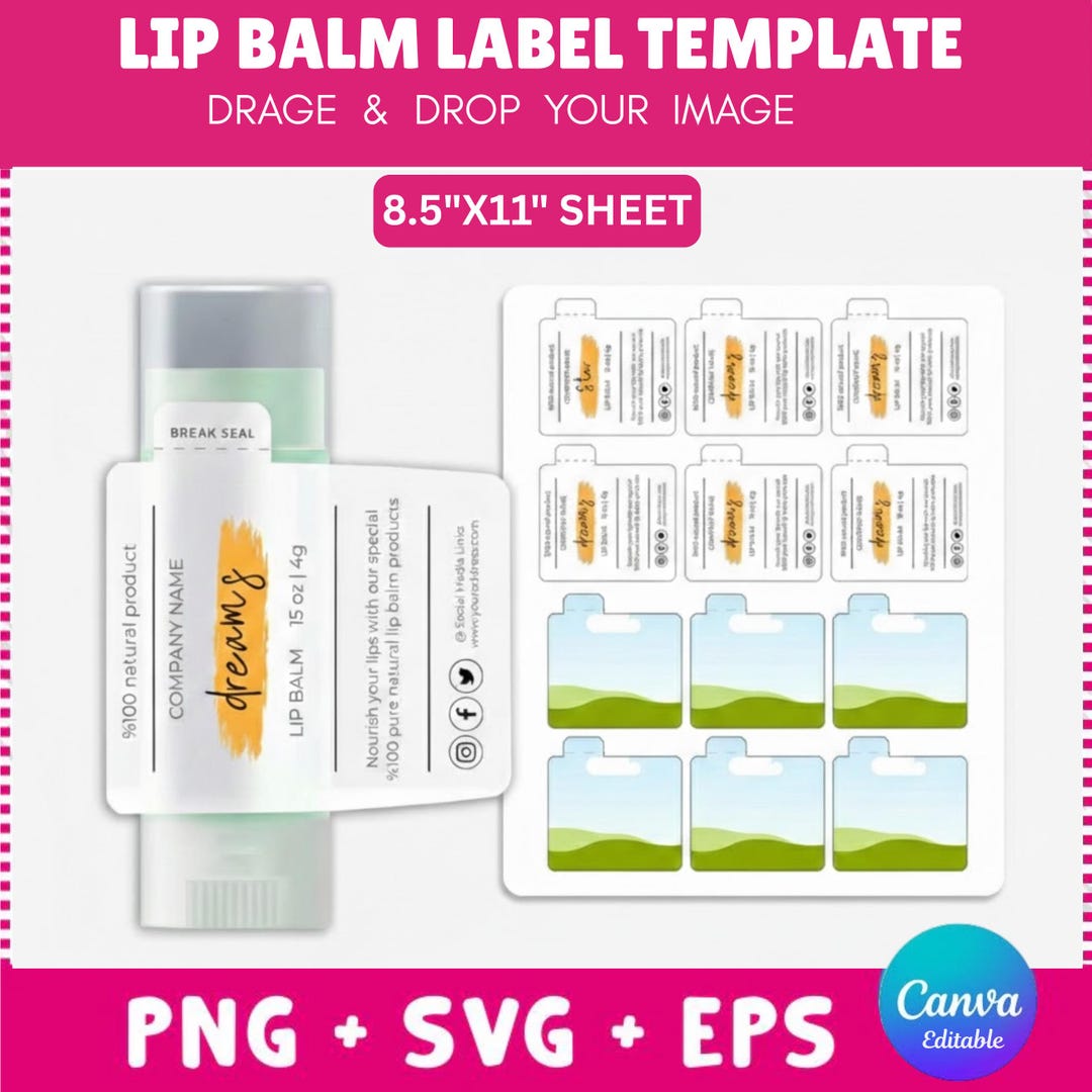 Lip Balm Label Template | Editable Wrap Packaging (canva, SVG, PNG, EPS ...