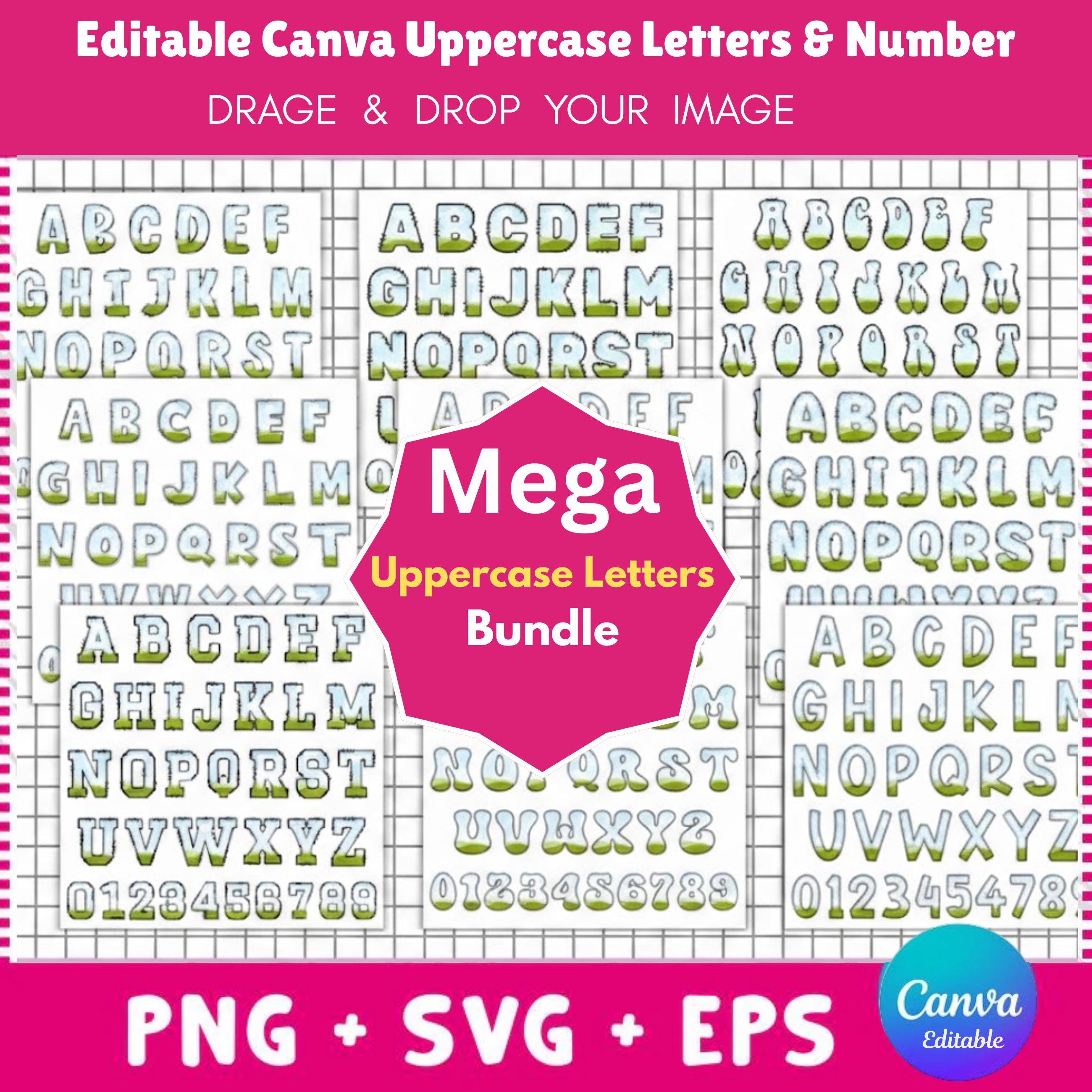 Canva Uppercase Letters & Numbers | Drag and Drop Template (digital ...