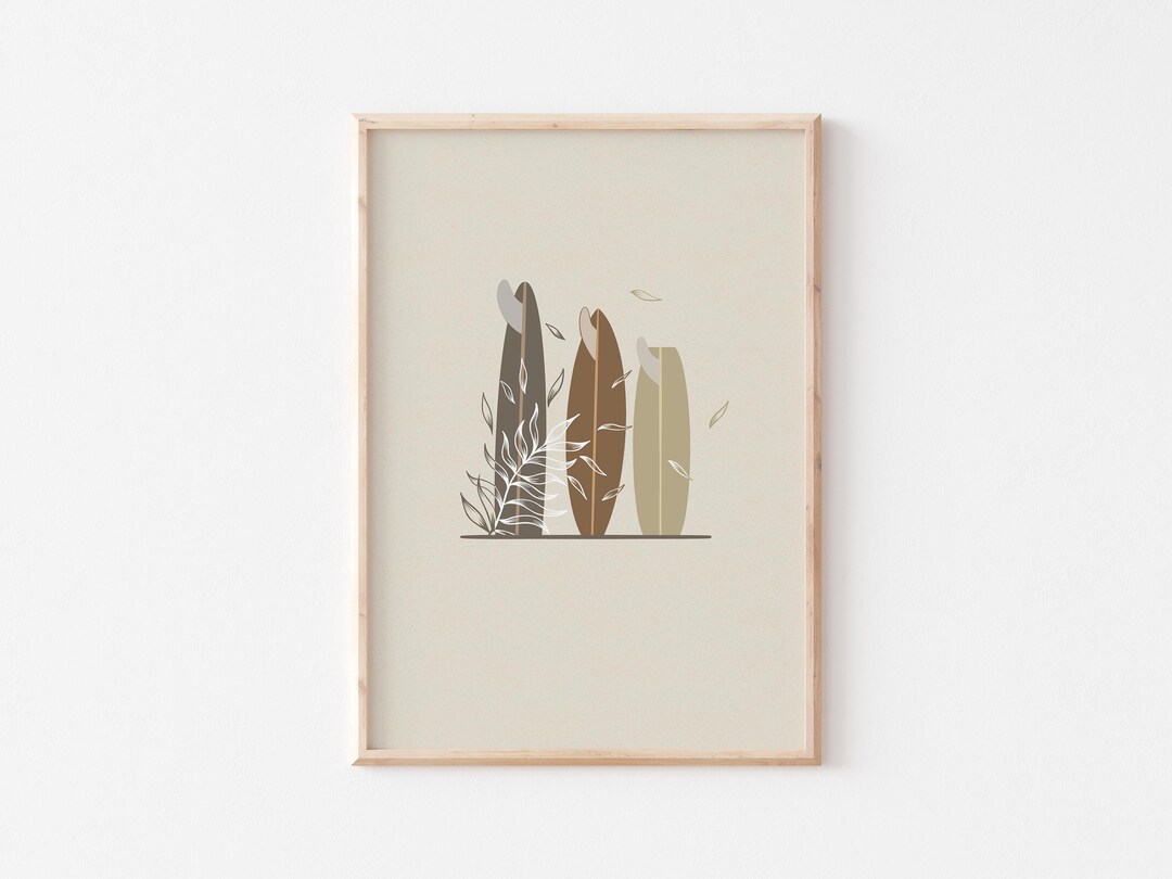 Surfboards Wall Art Print, Boho Coastal Poster, Modern Beach Decor ...