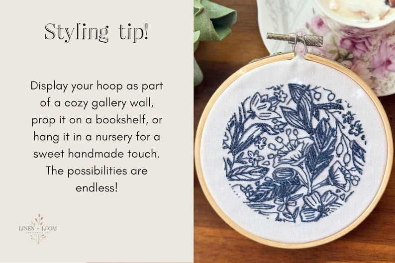 Hand Embroidered Floral Hoop Art: Boho Nature Wall Decor, Finished ...