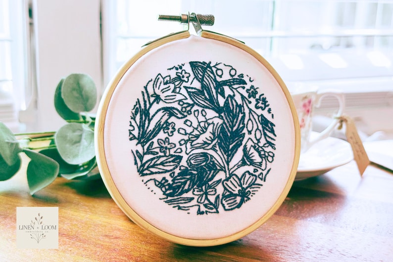 Hand Embroidered Floral Hoop Art: Boho Nature Wall Decor, Finished ...