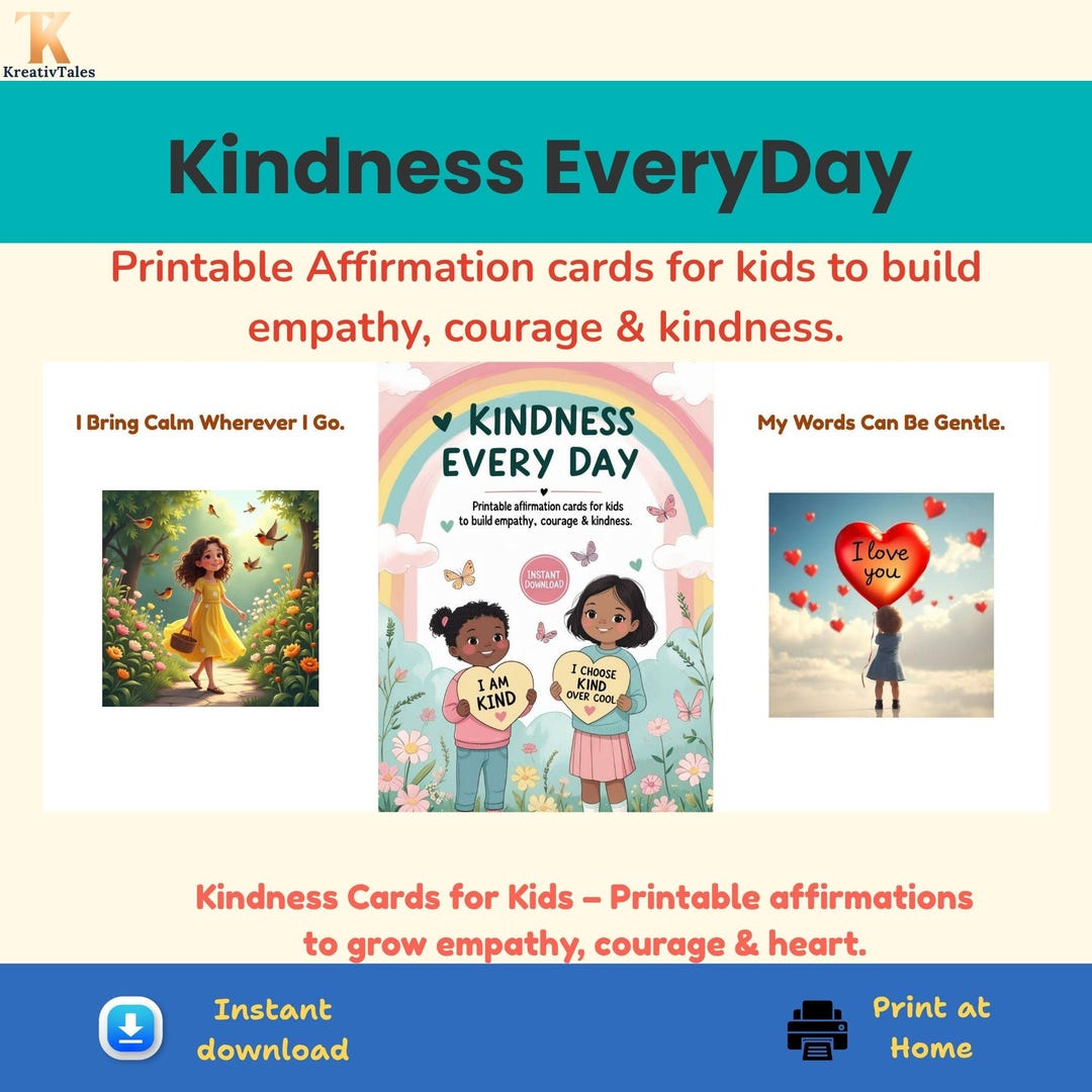 Kindness Affirmation Cards for Kids – Printable Encouragement Deck to ...