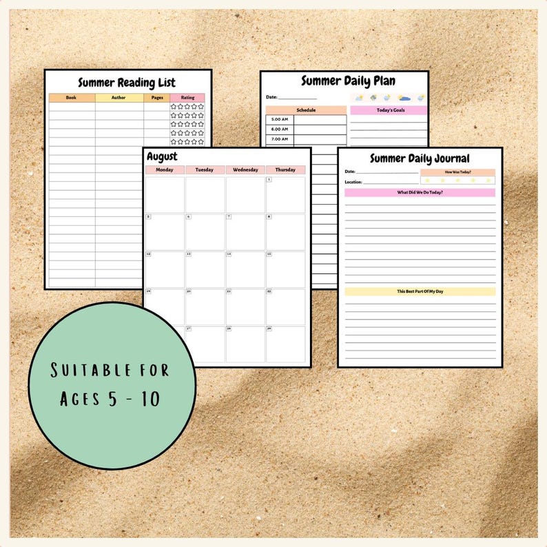 Summer Planner for Kids Printable – Fun Activity Book PDF, Daily ...