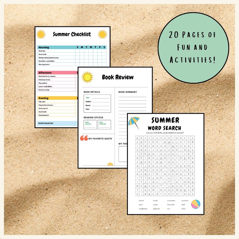 Summer Planner for Kids Printable – Fun Activity Book PDF, Daily ...