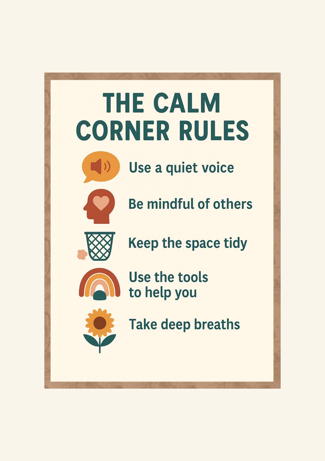 Calm Corner Rules Poster: Classroom Mindfulness Decor (PDF Download A4 ...
