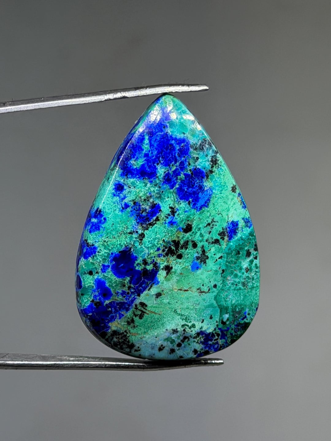 Azurite Chrysocolla Cabochon, Blue Green Gemstone (39x27x5mm, 47 Carat ...