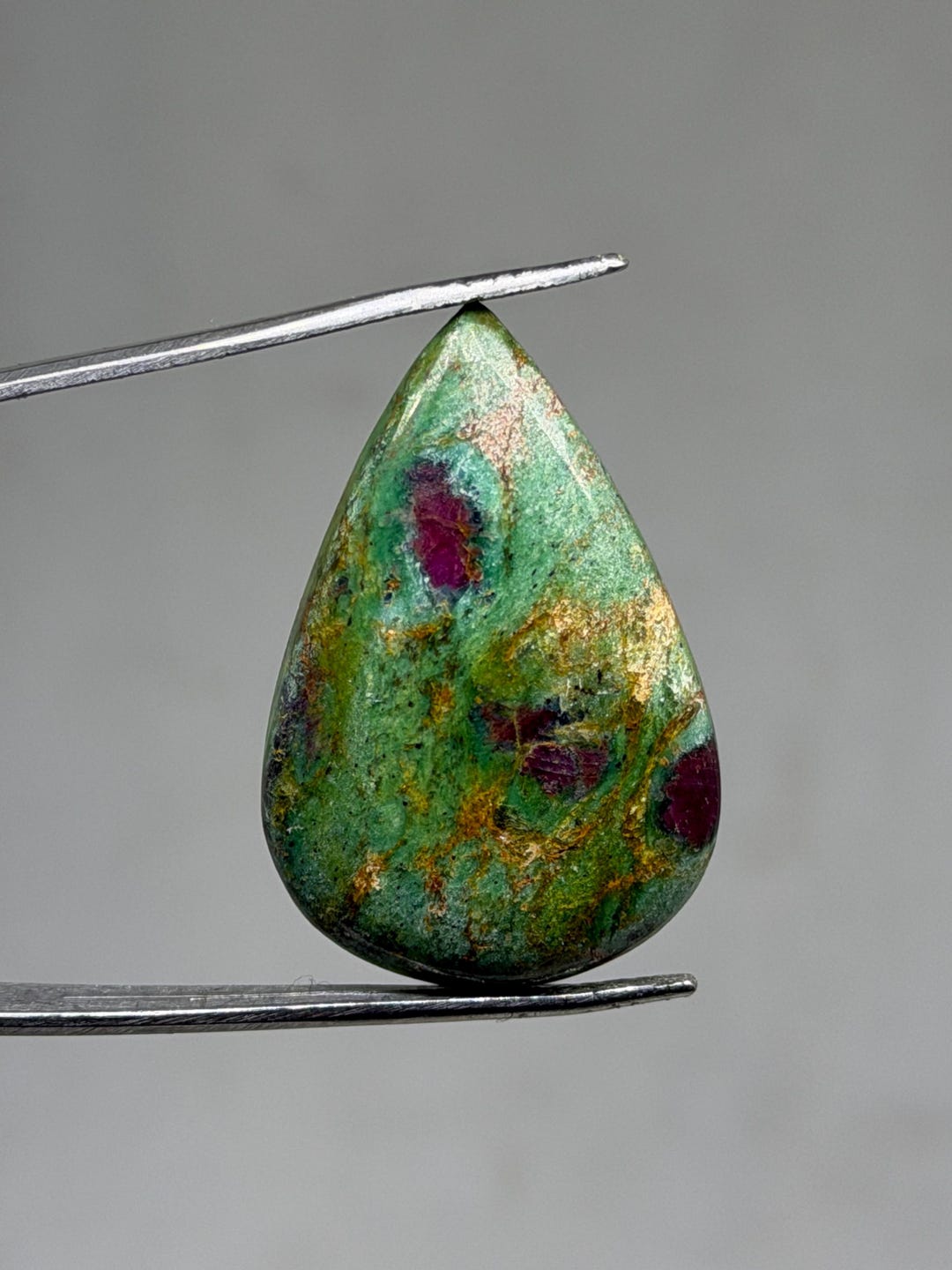 Polished Ruby Fuchsite Cabochon – Green Pink Gemstone (34x23x6mm, 44 ...