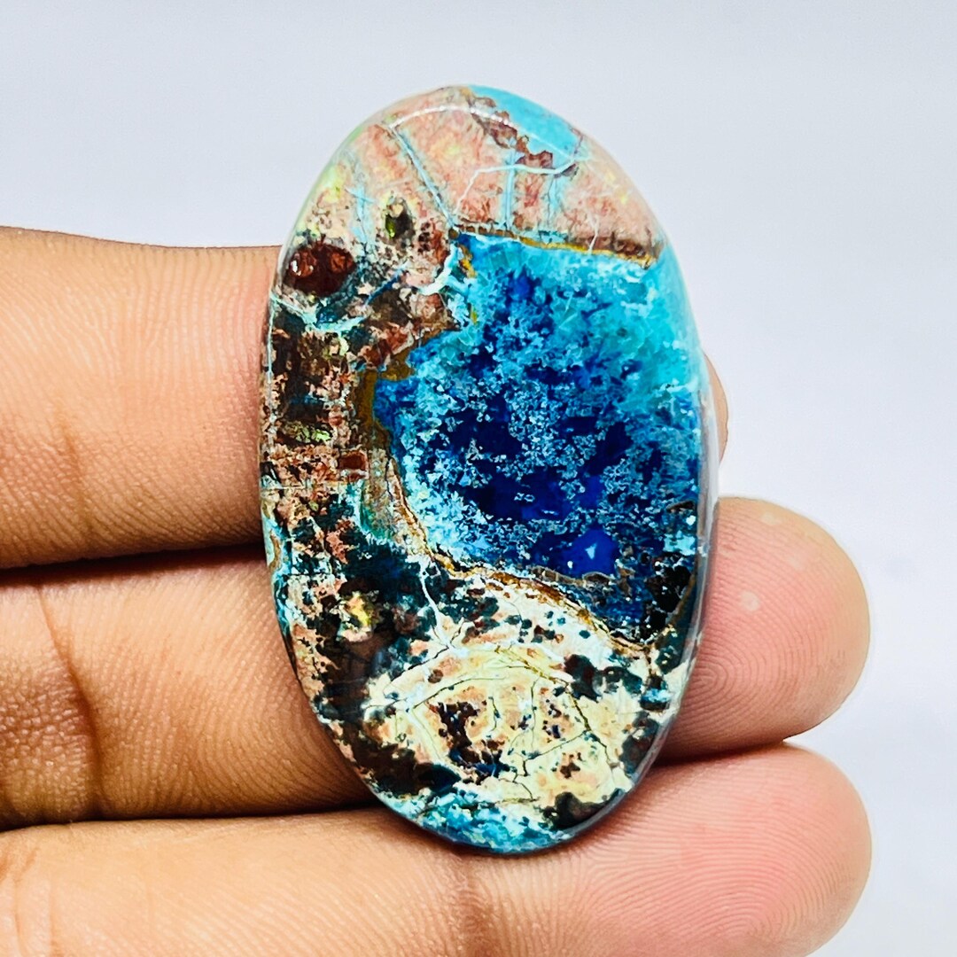 Azurite Cabochon Gemstone: Deep Blue Crystal for Jewelry Making ...