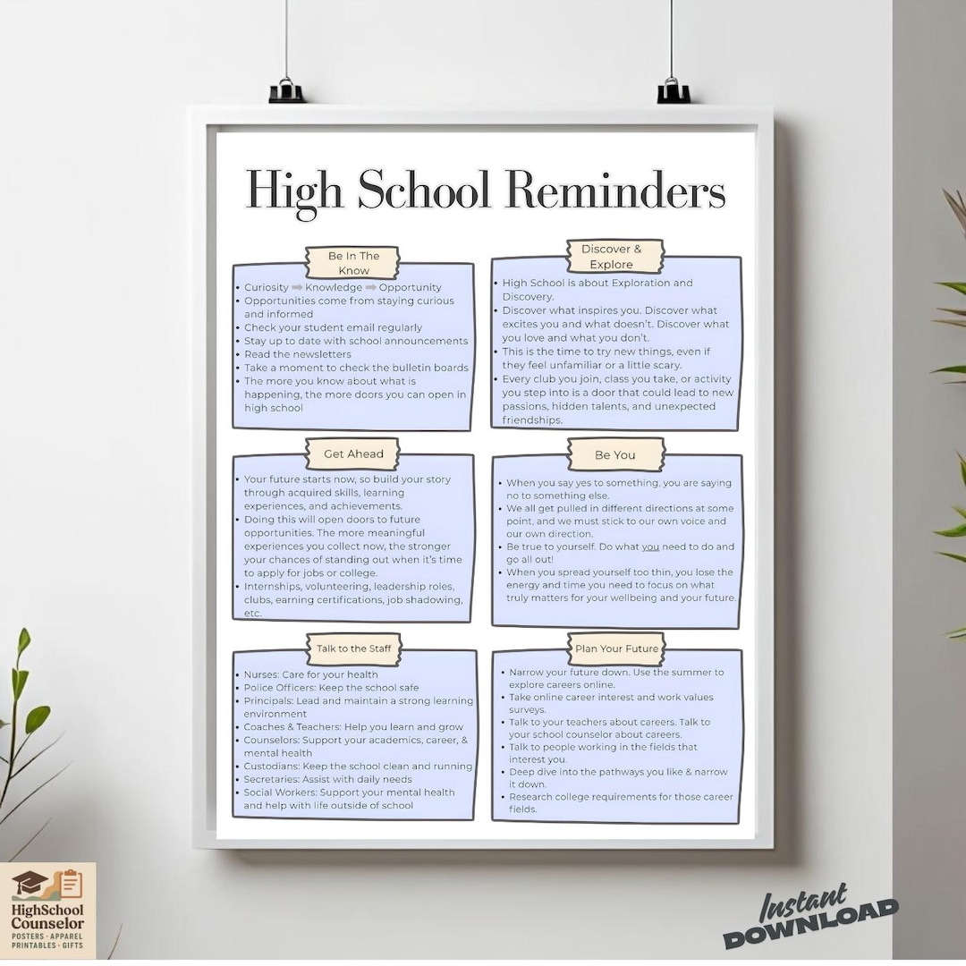 High School Reminders Poster, 8th Grade Graduate, Back-to-school ...