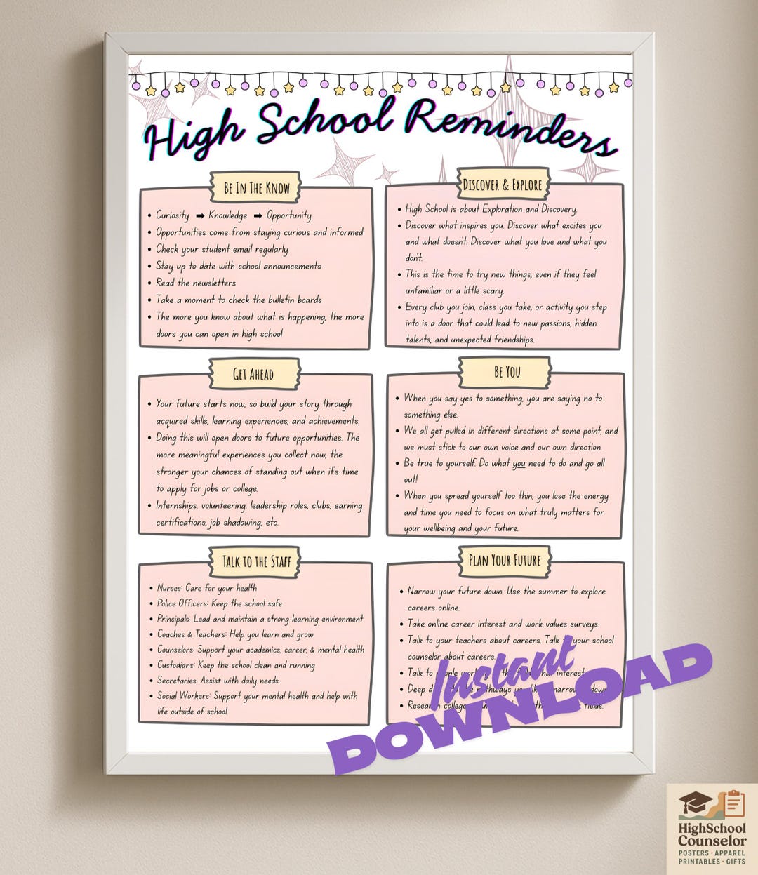 High School Reminders Poster, 8th Grade Graduate, Back-to-school ...