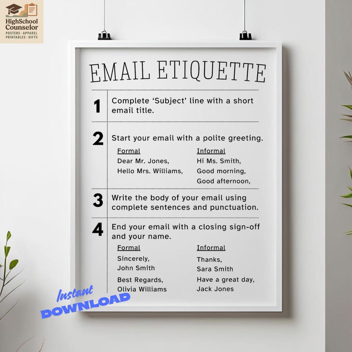 Email Etiquette Classroom Poster, High School Wall Decor, Teacher Boho ...