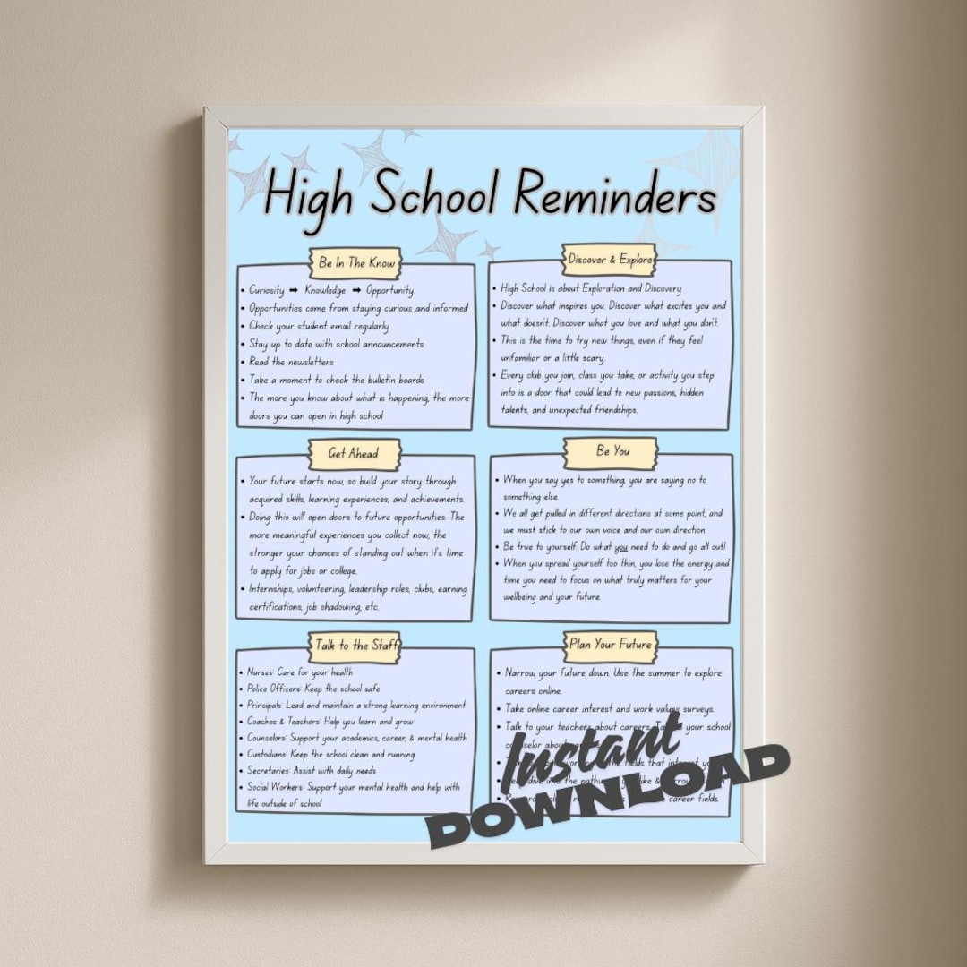 High School Reminders Poster, 8th Grade Graduate, Back-to-school ...