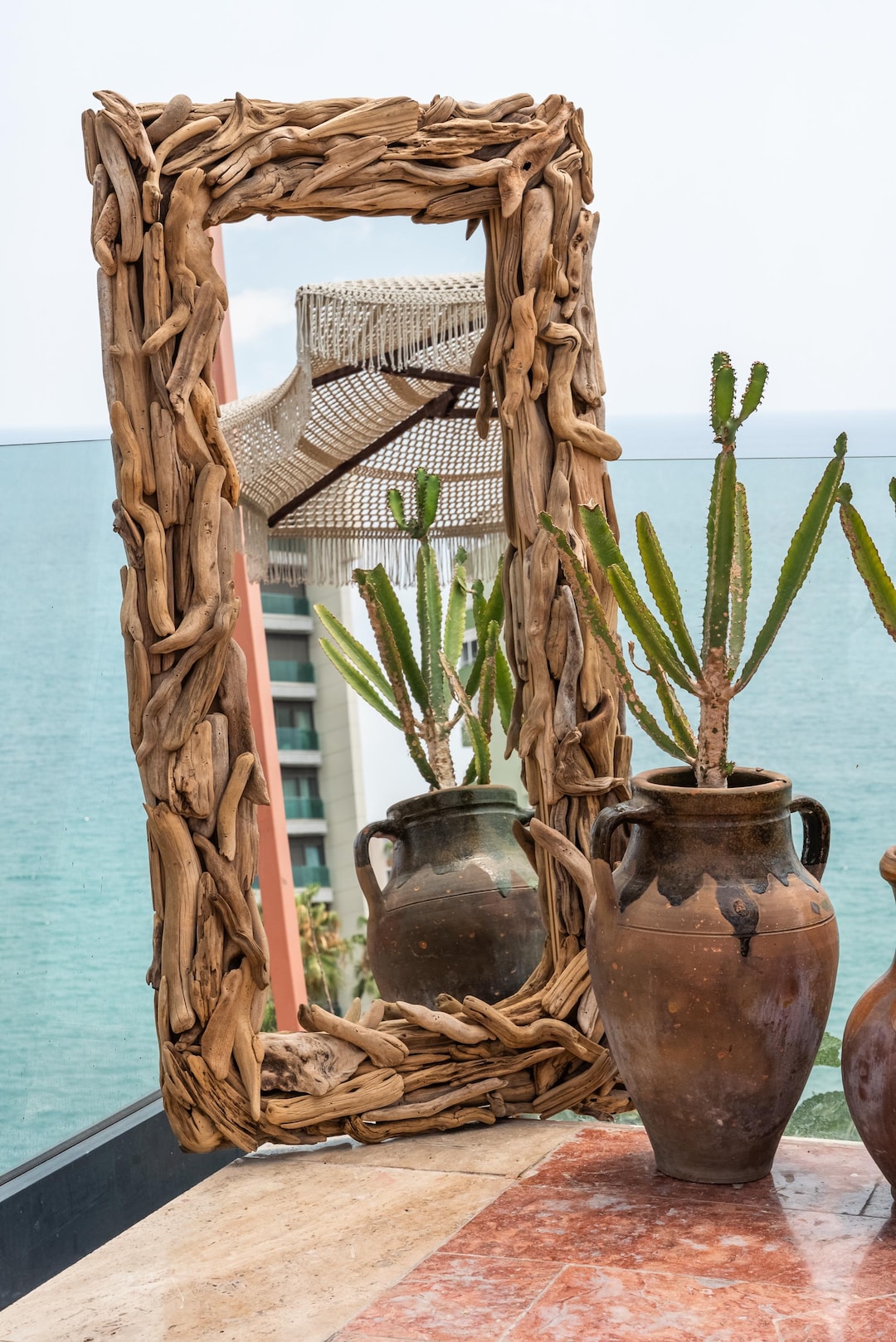 Large Driftwood Mirror | Coastal Wall Decor | Handcrafted in Turkey ...