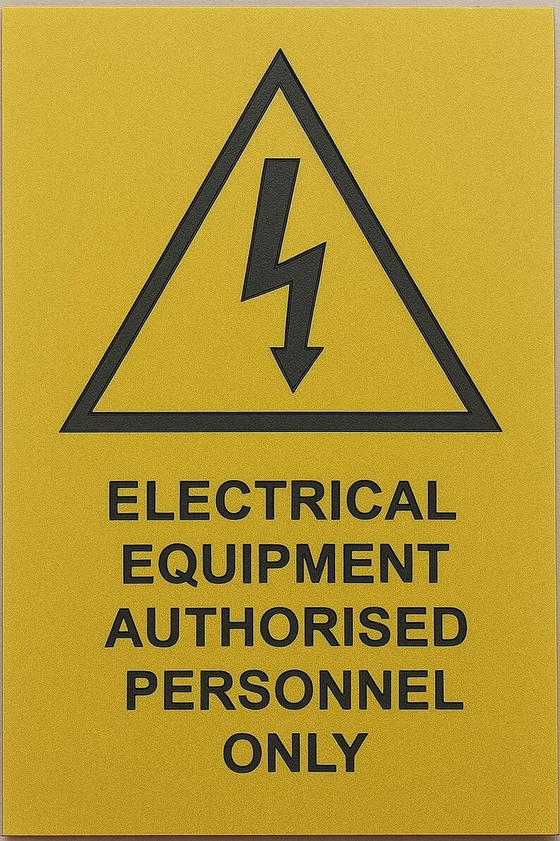 Electrical Equipment Safety Sign – Traffolyte Engraved | Authorised ...
