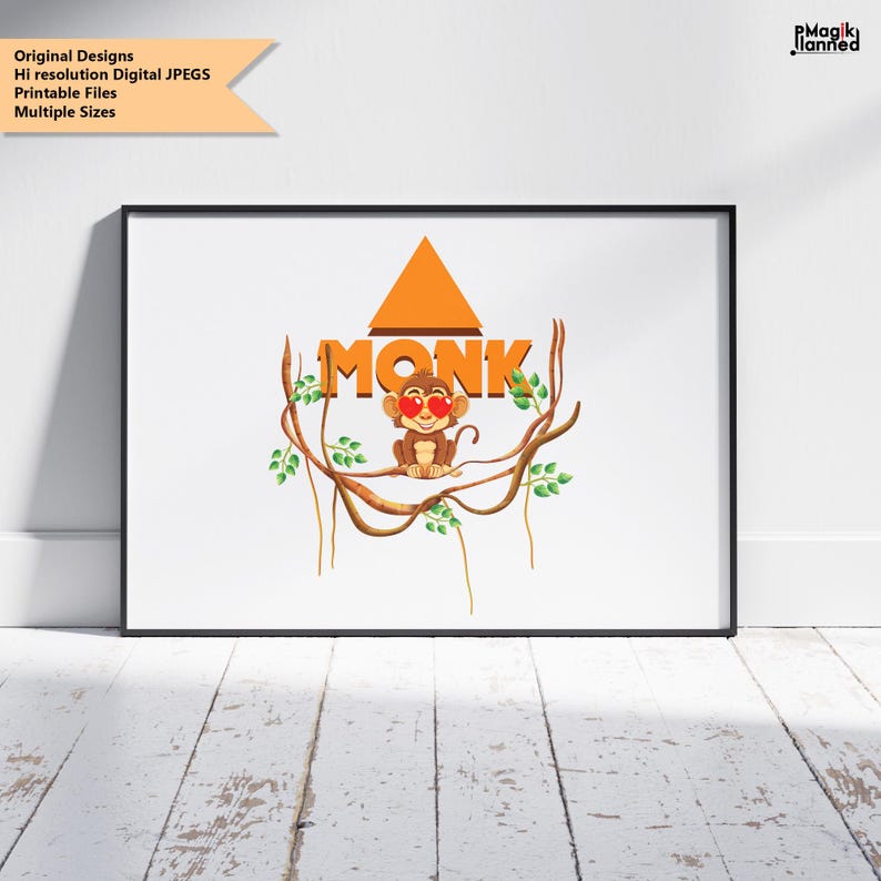Cute Monkey Nursery Art | Jungle Animal Print (digital Download) - Etsy