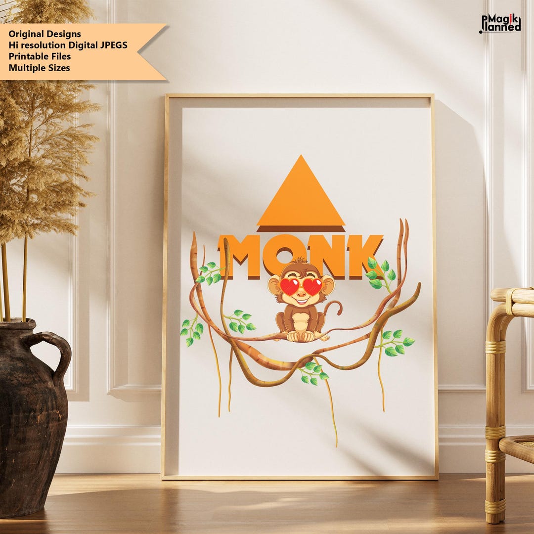 Cute Monkey Nursery Art | Jungle Animal Print (digital Download) - Etsy