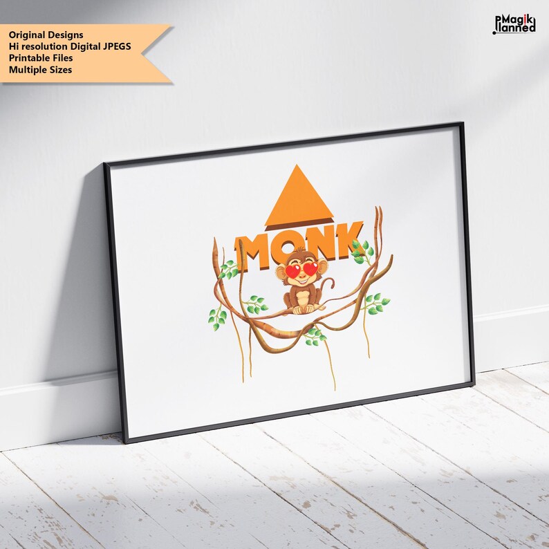 Cute Monkey Nursery Art | Jungle Animal Print (digital Download) - Etsy