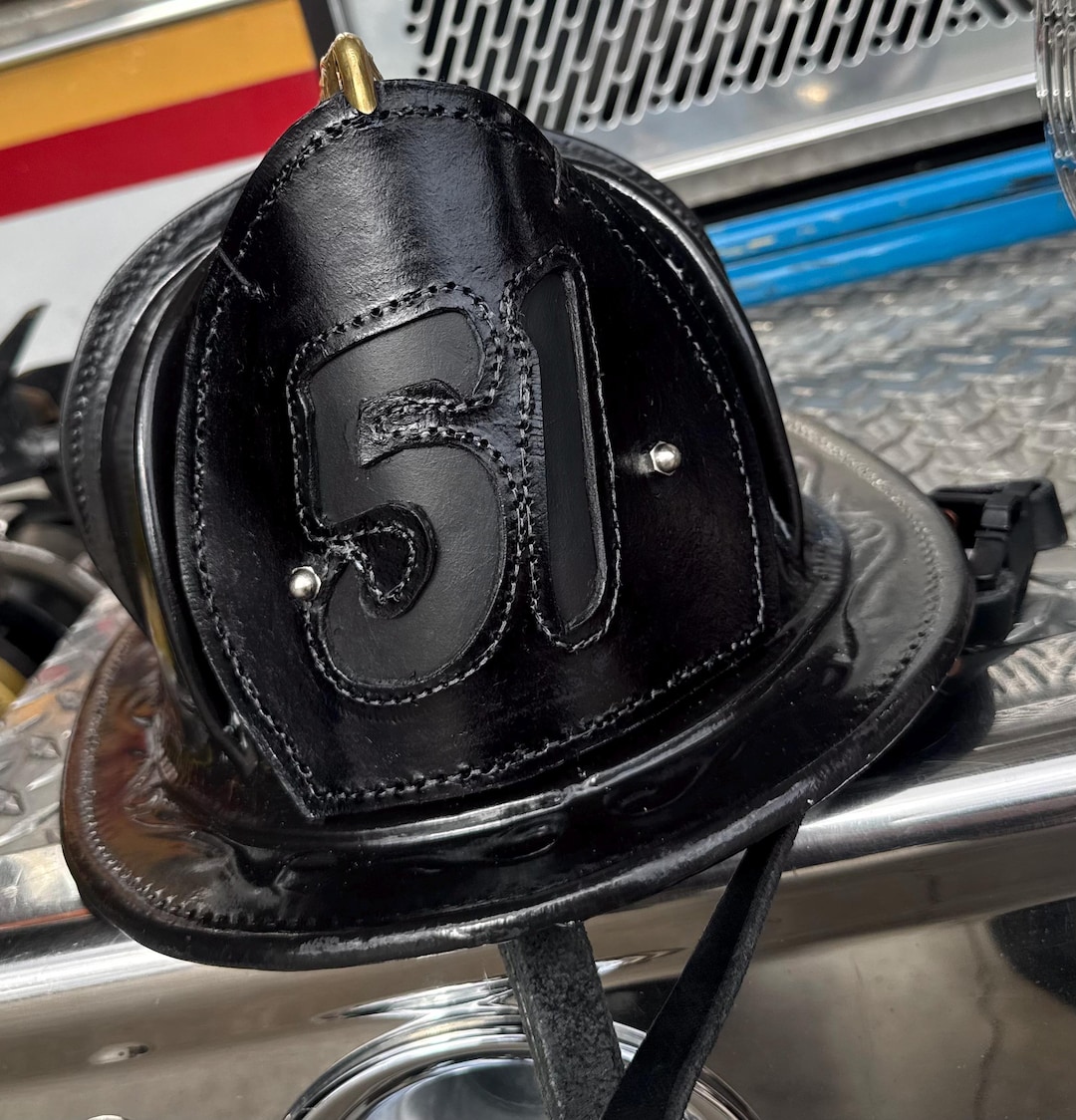 Custom Boston Leather Fire Helmet Shield – Handmade, Hand Sewn ...