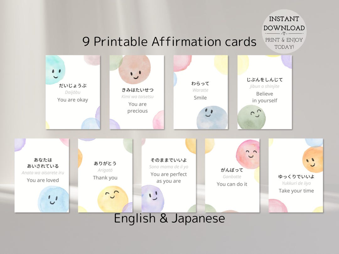 Japanese-english Affirmation Cards for Kids | Printable Bilingual ...