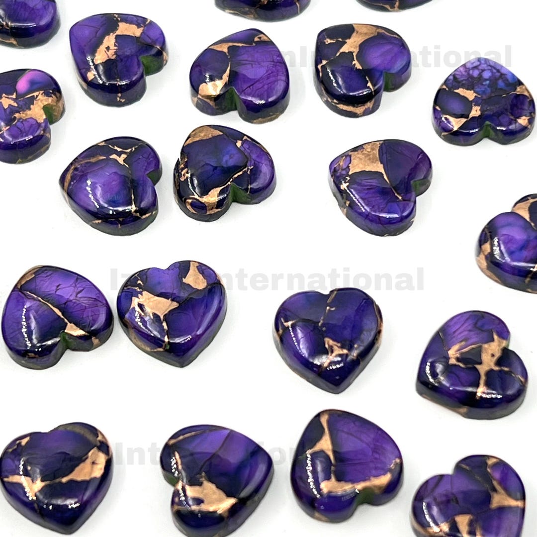 Purple Rose Kingman Copper Turquoise Heart Shape Loose Gemstone ...