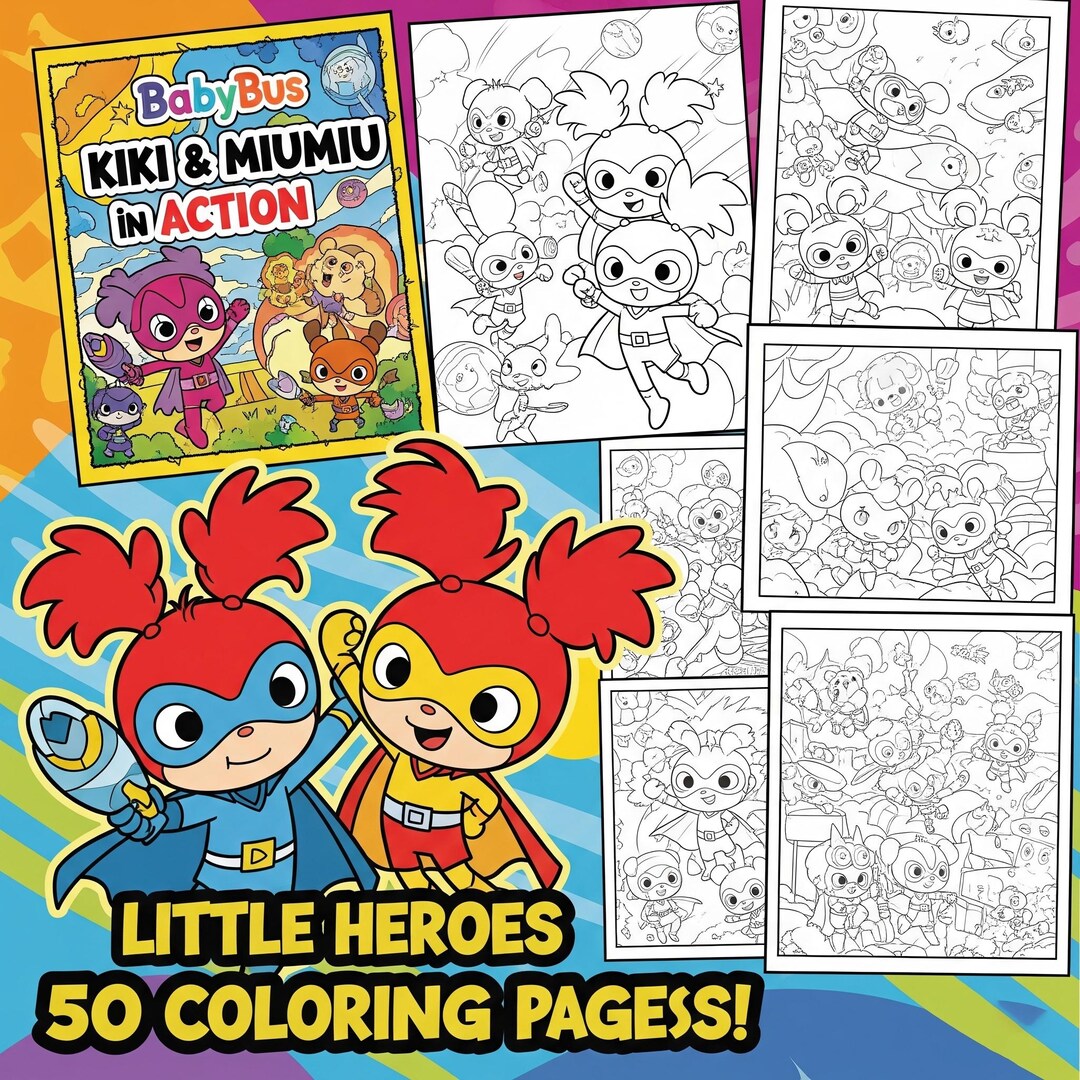 50 Coloring Page Babybus Kiki & Miumiu Little Hero Instan Dowload PDF ...