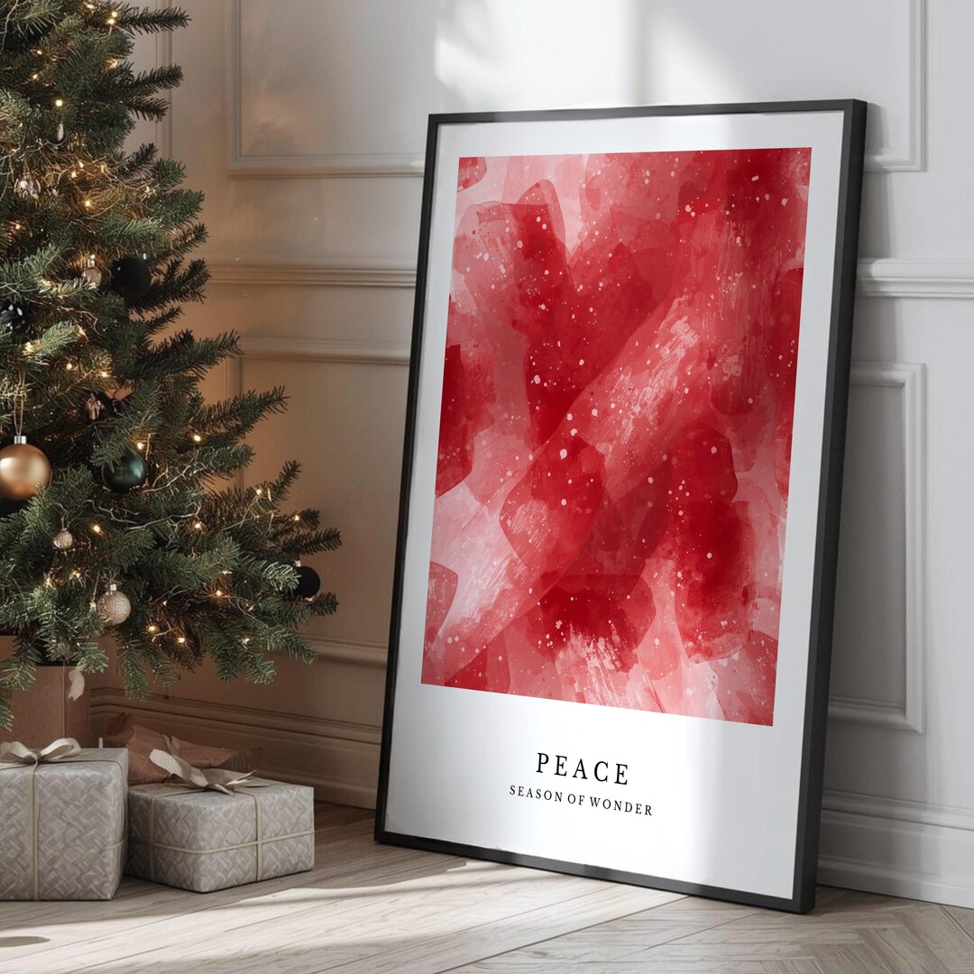 PEACE Xmas Printable: Red Christmas Typography Poster (digital Download ...